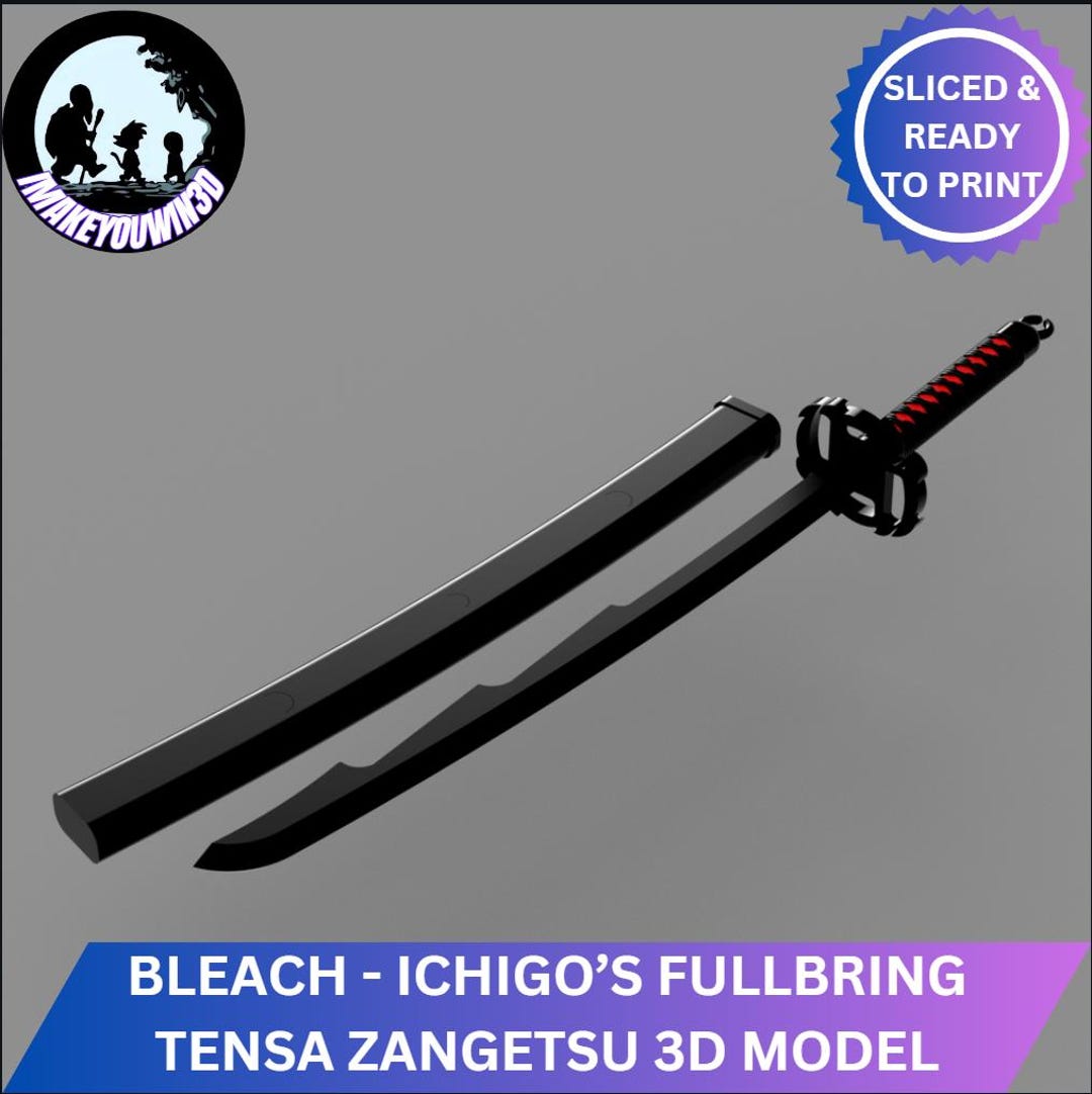 Bleach Ichigos Bankai Fullbring Tensa Zangetsu Sword 3D Printed Cosplay ...