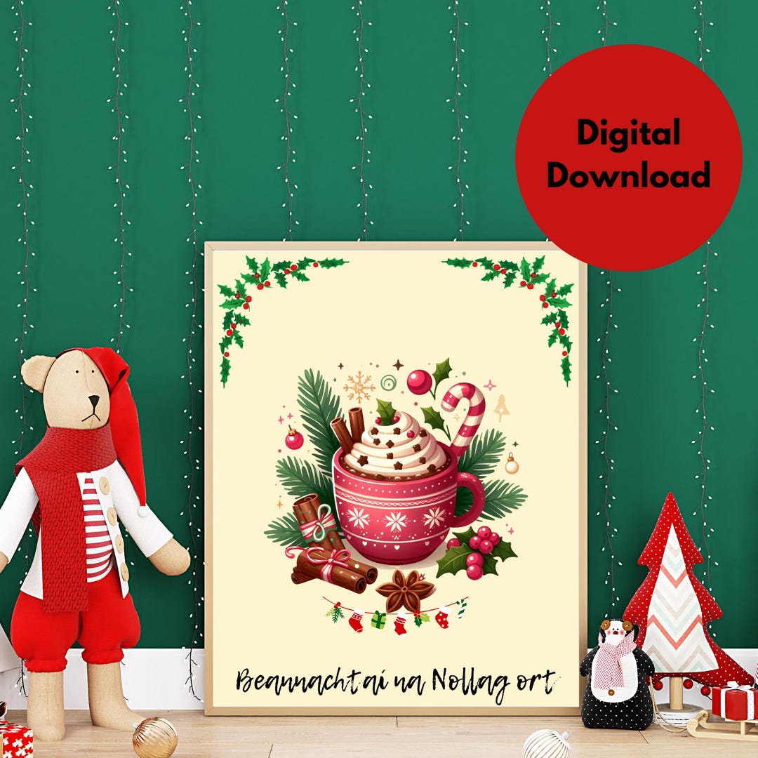 Irish Christmas Wall Art, Beannachtaí Na Nollag Ort, Irish Language ...