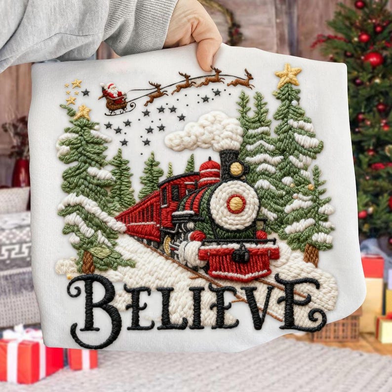 Faux Yarn Believe North Pole Train Png, Christmas Train to North Pole ...