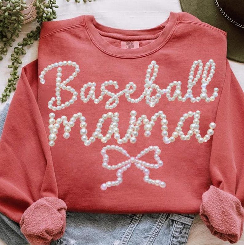 Preppy Baseball Bow Faux Pearls Png, Baseball Game Day Png, Baseball ...