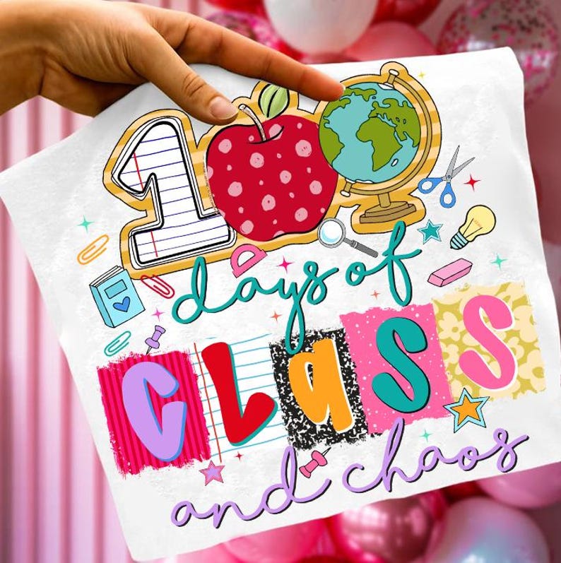 Preppy 100 Days of Class and Chaos PNG, Coquette Teacher Pencil Bow ...