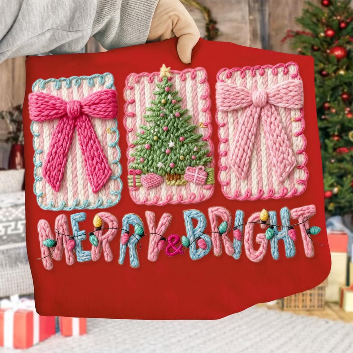 Faux Yarn Merry Christmas PNG, Yarn Christmas Tree Png, Chunky Knit ...