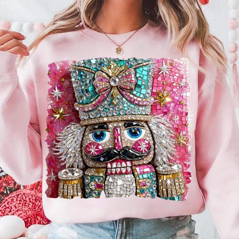 Preppy Nutcracker Rhinestone Png, Crystal Mosaic Holiday Sublimation ...