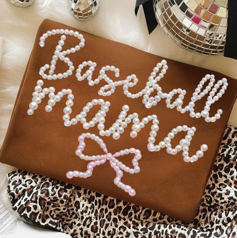 Preppy Baseball Bow Faux Pearls Png, Baseball Game Day Png, Baseball ...