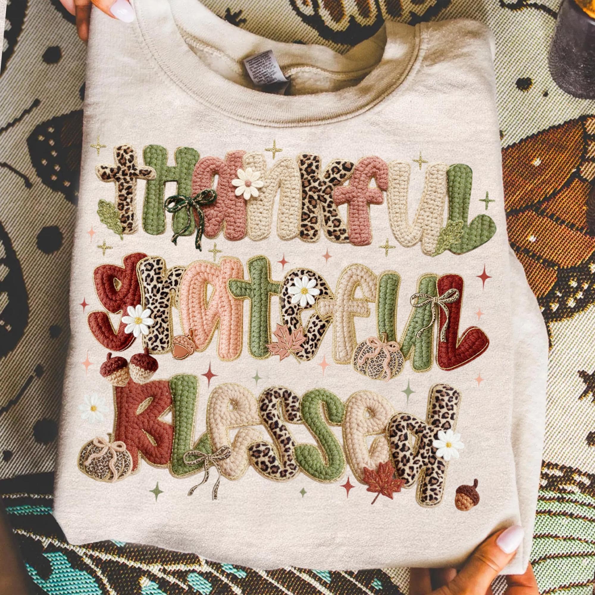Leopard Thankful Grateful Blessed Latch Hook Yarn Crochet PNG, Yarn ...