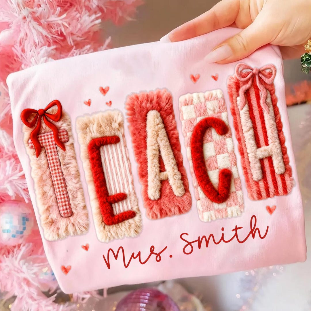 Valentine Teacher Faux Yarn Png, Valentine Teacher Png, Custom Teacher ...