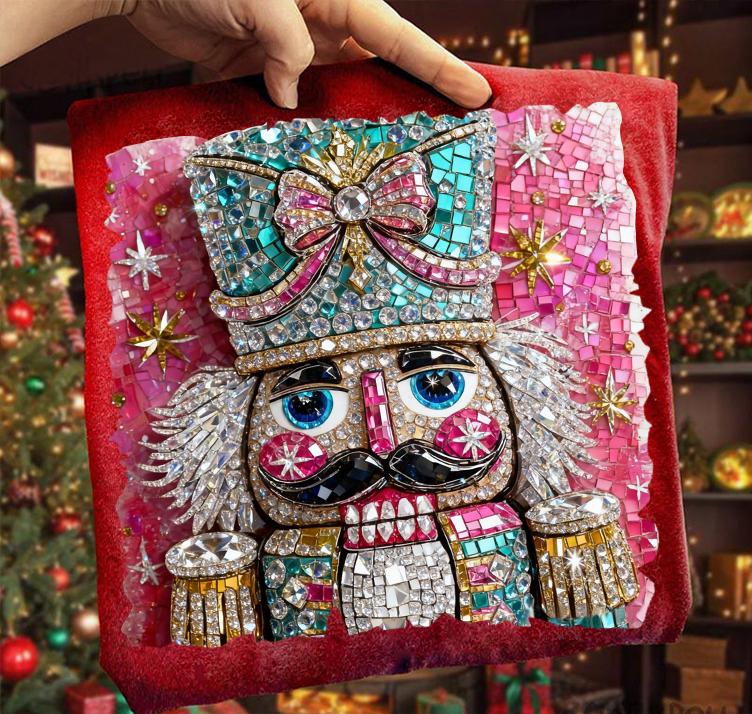 Preppy Nutcracker Rhinestone Png, Crystal Mosaic Holiday Sublimation ...