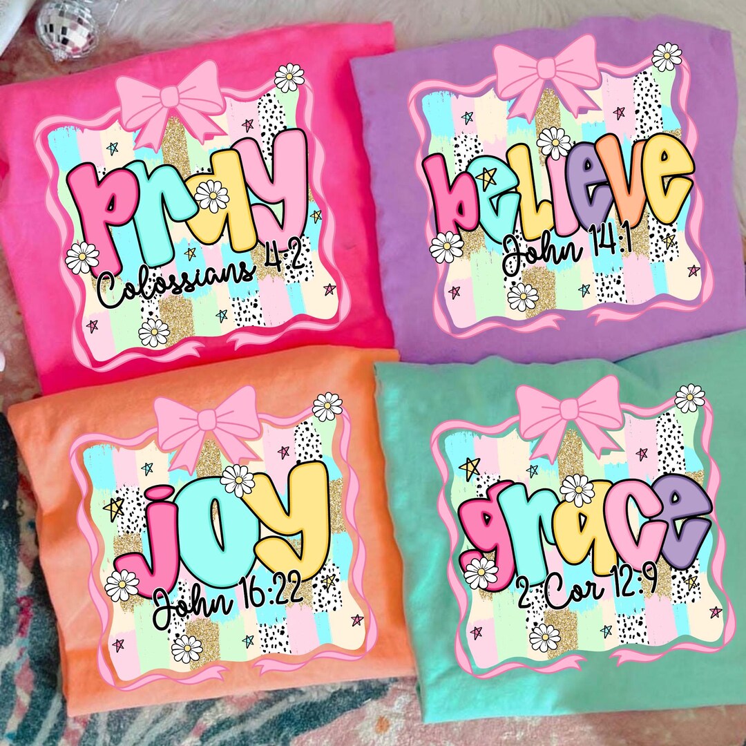 Preppy Bible Bundle Png, Grace Joy Pray Believe Design, Coquette Jesus ...