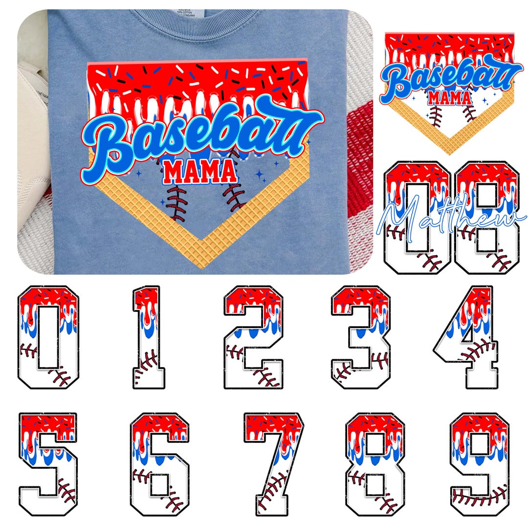 Personalized Baseball Mama Drip Varsity Glitter Png, Baseball Ice Cream ...