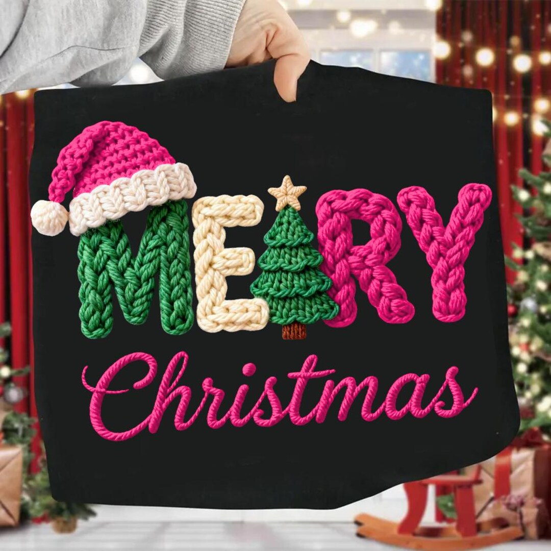 Faux Yarn Merry Christmas PNG, Yarn Christmas Tree Png, Chunky Knit ...