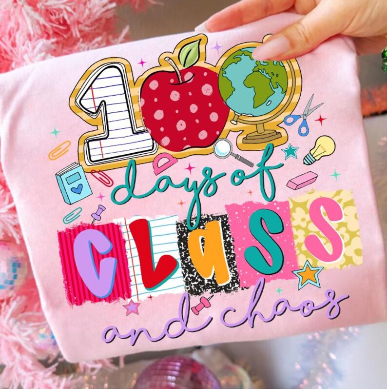 Preppy 100 Days of Class and Chaos PNG, Coquette Teacher Pencil Bow ...