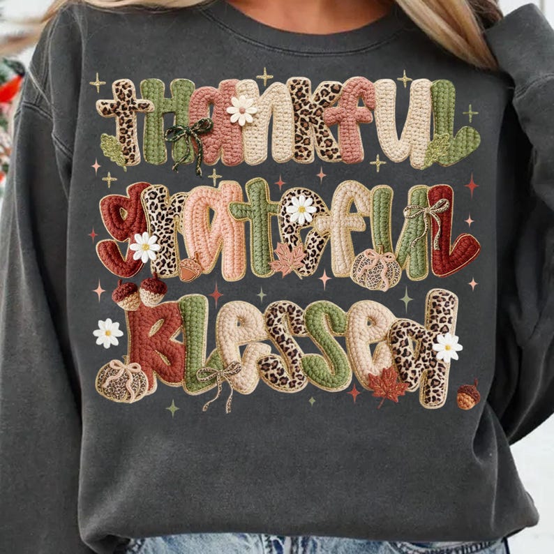 Leopard Thankful Grateful Blessed Latch Hook Yarn Crochet PNG, Yarn ...