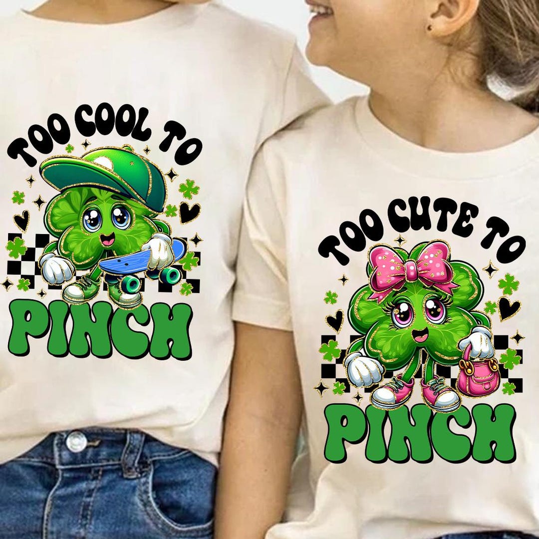 Boy Girl Too Cute to Pinch Png, St Patrick Day Png, Saint Patrick Day ...