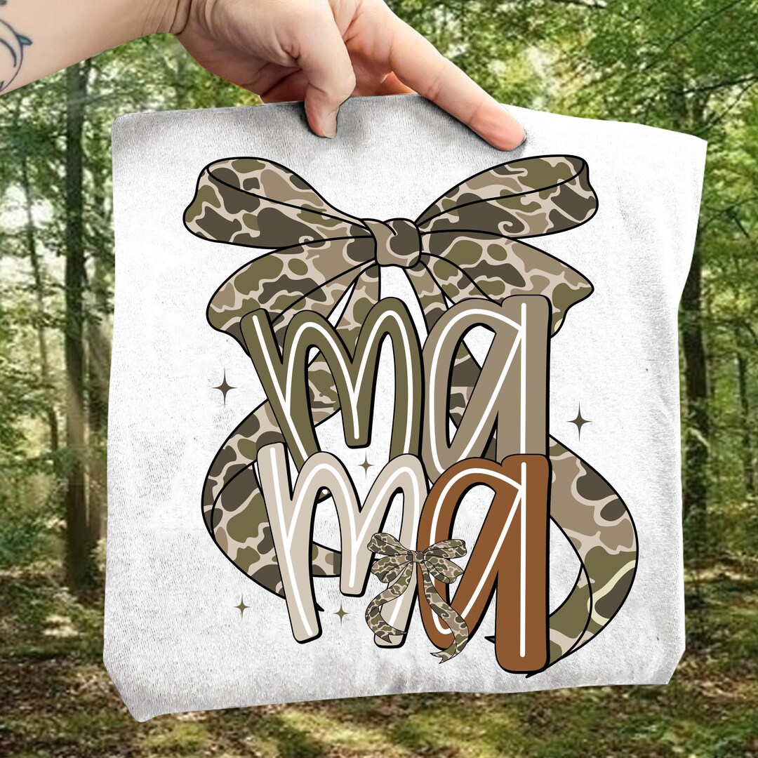Retro Hunting Mama Camo Bow Png, Hunting Wife Design, Camo Bow, Deer ...