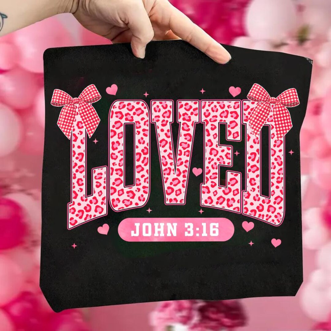 Leopard Christian Valentine PNG, Loved John 3:16, Retro Valentine ...