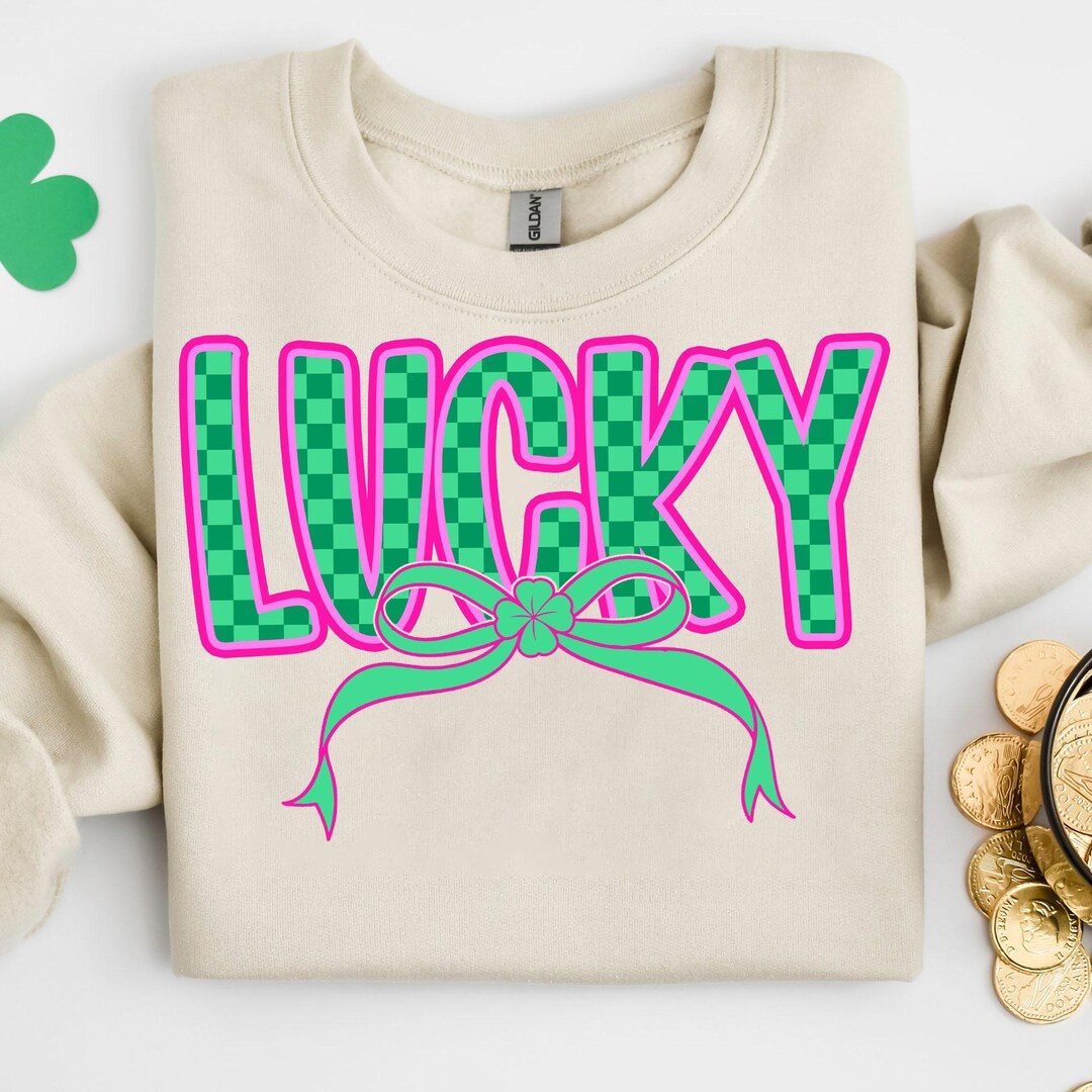 Preppy Checkered Lucky Coquette PNG, Lucky Png, St. Patricks Day Png ...