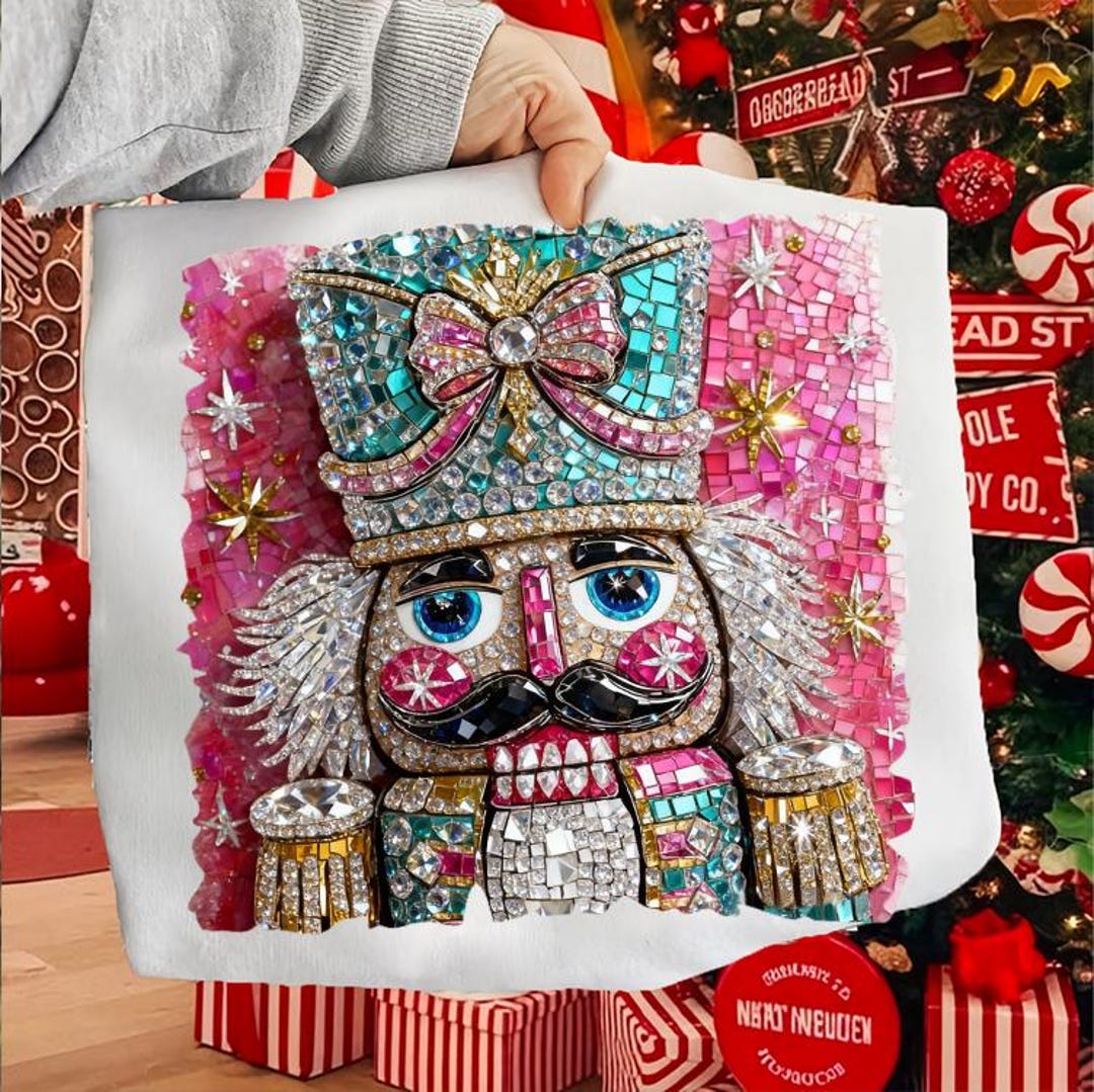 Preppy Nutcracker Rhinestone Png, Crystal Mosaic Holiday Sublimation ...