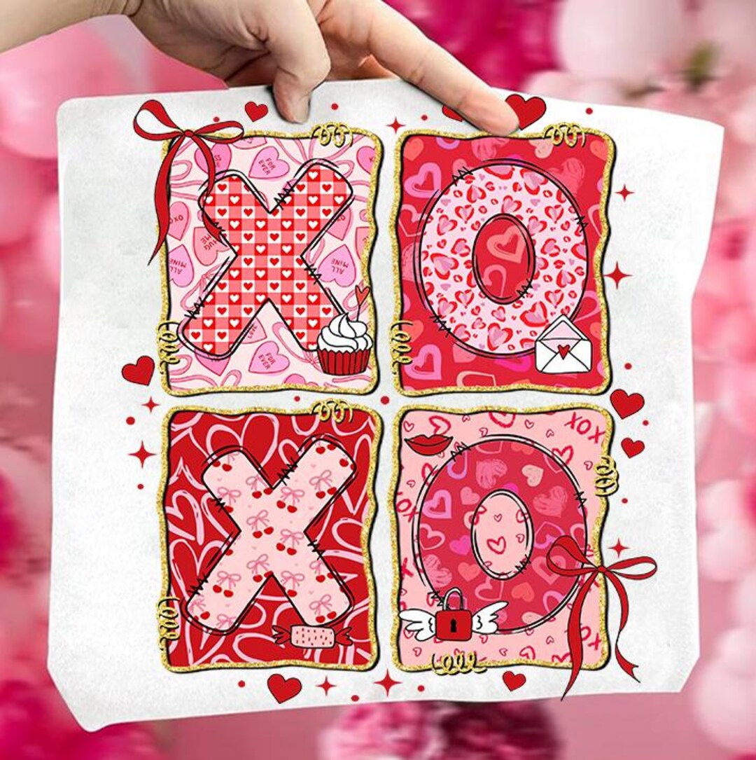 Preppy XOXO Valentine Png, Valentine Doodle Png, Cupid Png, Teddy Bear ...