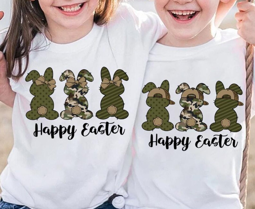 Happy Easter PNG, Camo Easter Bunny Boy/ Girl Png, Retro Easter Png ...