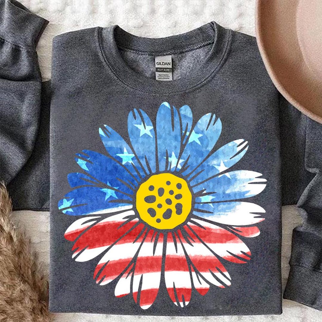 July 4th Daisy Design PNG, Patriotic Daisy Png, Trendy Spring Summer ...