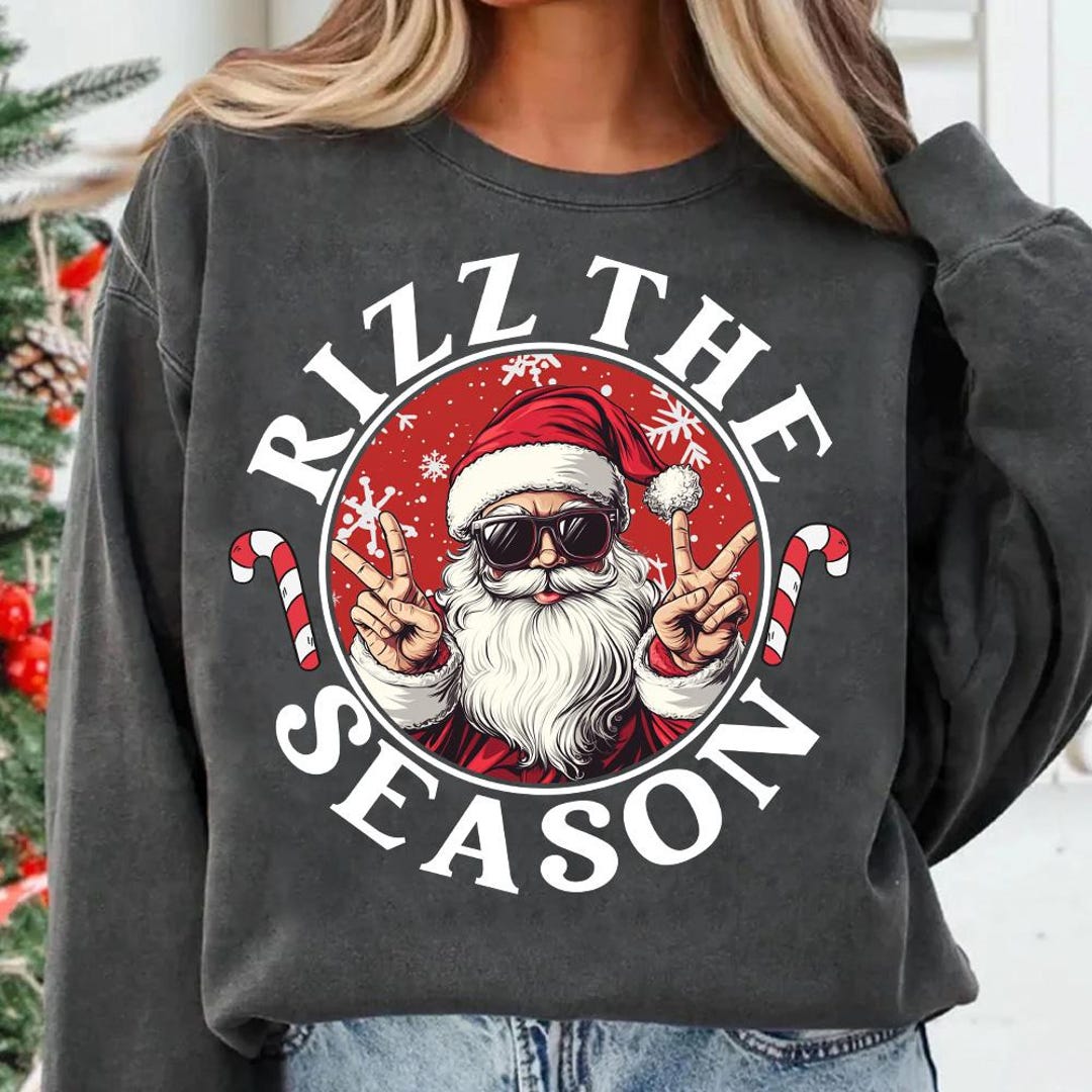 Punk Rock Retro Rizz the Season Funny Santa Clause Rizzler Png, Funny ...