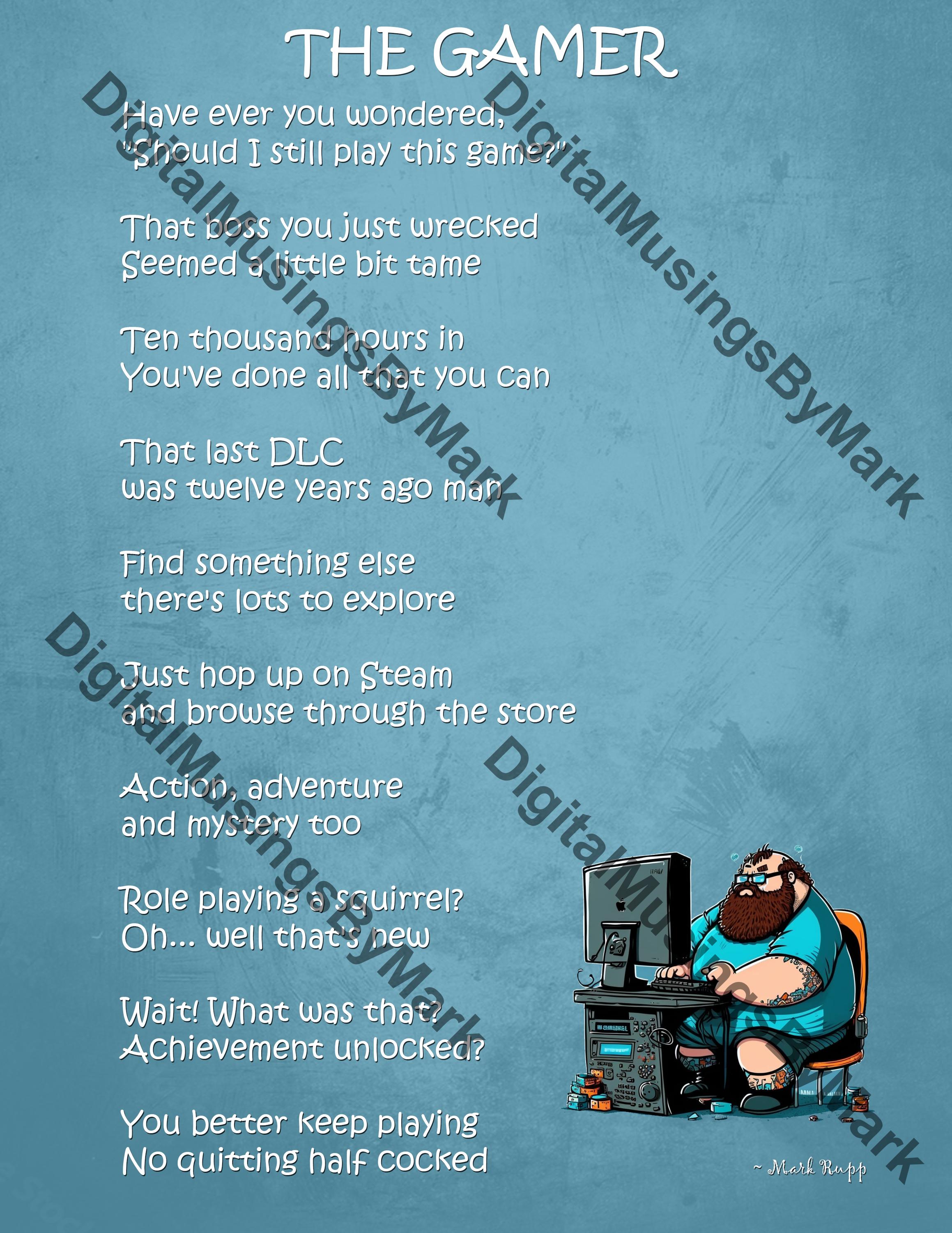 The Gamer Poem Digital File - Etsy