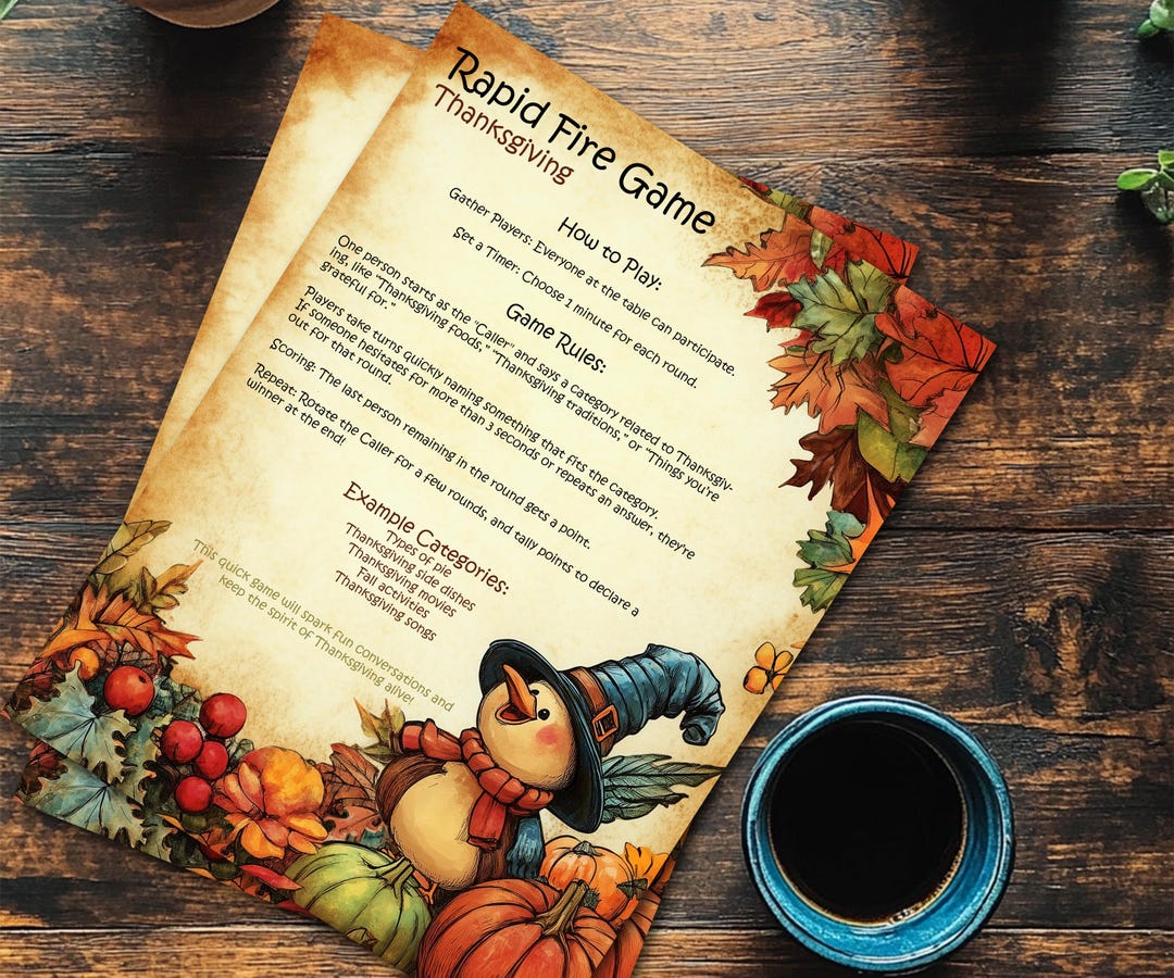 Rapid Fire Game, Thanksgiving Fall Theme, Kids & Teens Activity Game ...