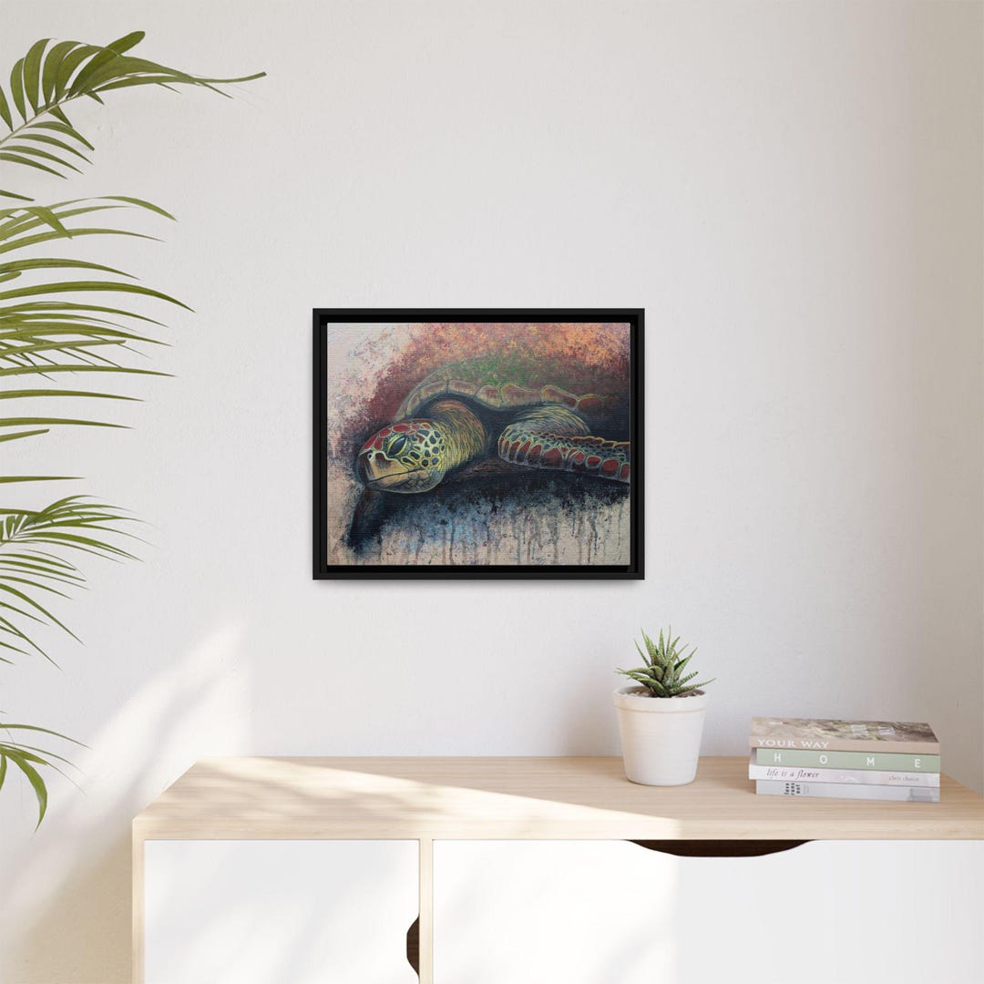 Sea Turtle Art Matte Canvas Framed | Marine Wildlife Wall Decor - Etsy