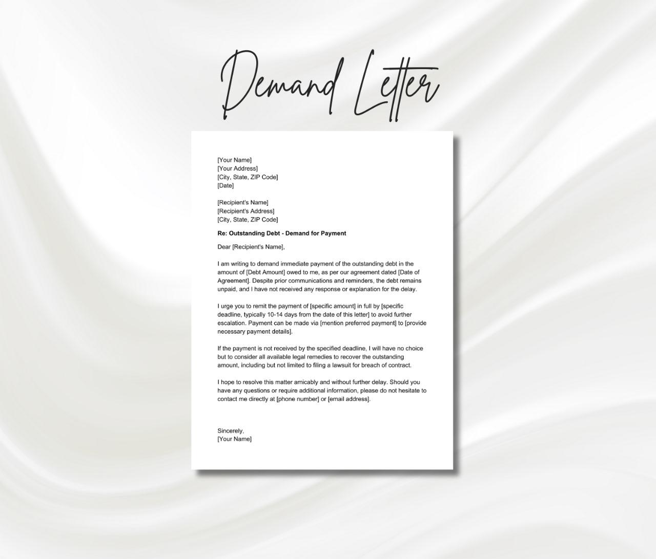 Demand Letter Template, Legal Notice, Debt Recovery Template, Debt ...