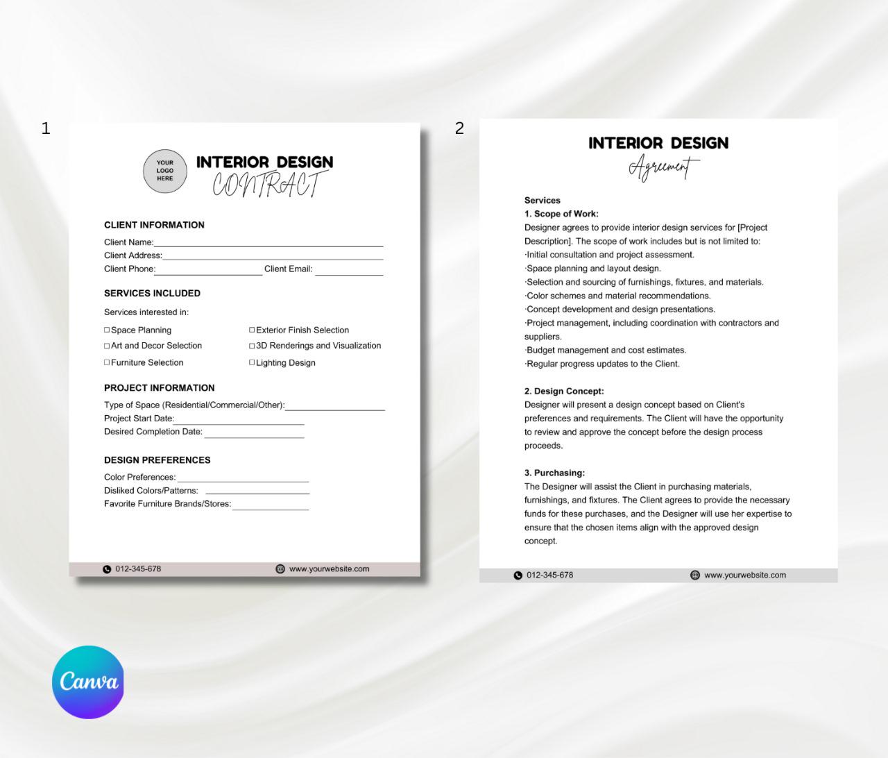 Interior Design Contract Template, Interior Designer Service Agreement ...