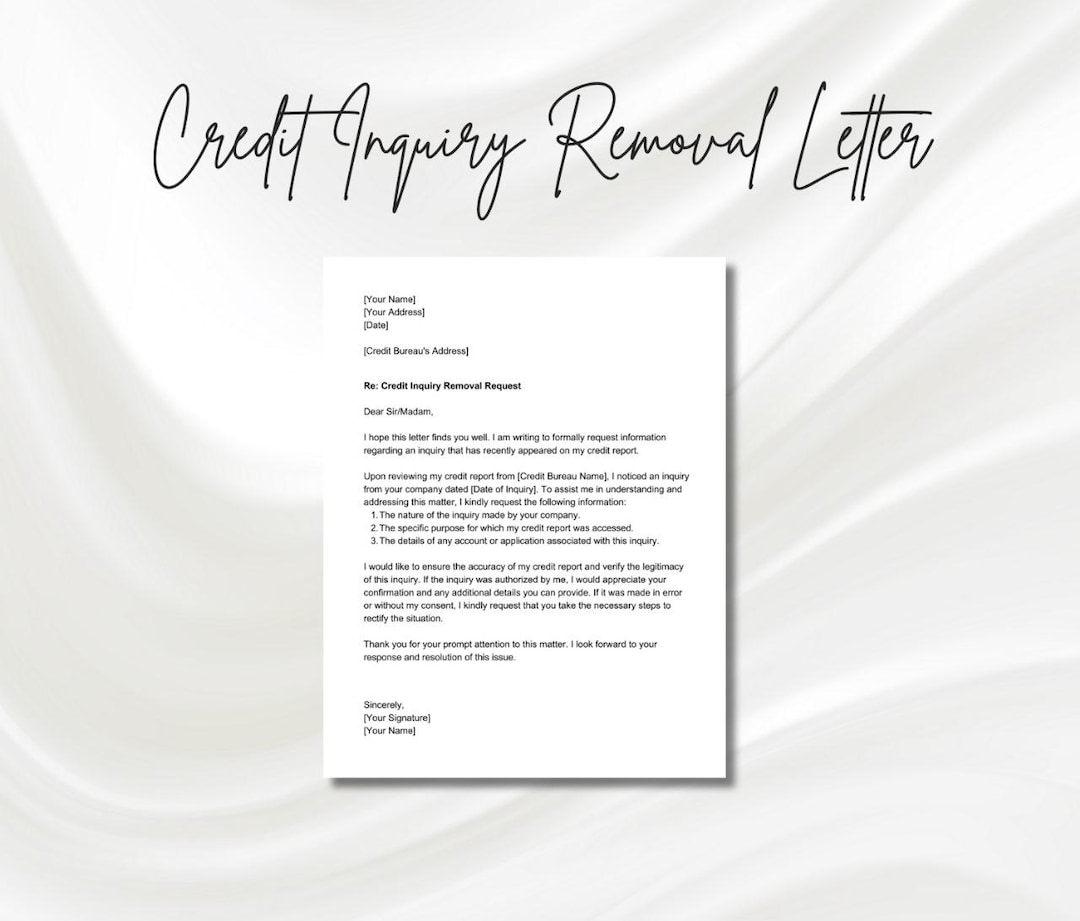 Credit Inquiry Removal Letter, Credit Repair Letter, Credit Dispute PDF ...