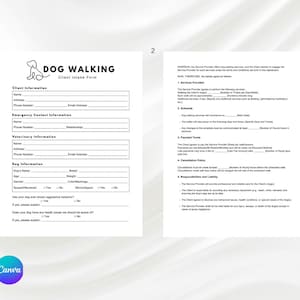 Editable Dog Walking Contract, Dog Walker Business, Dog Walker ...