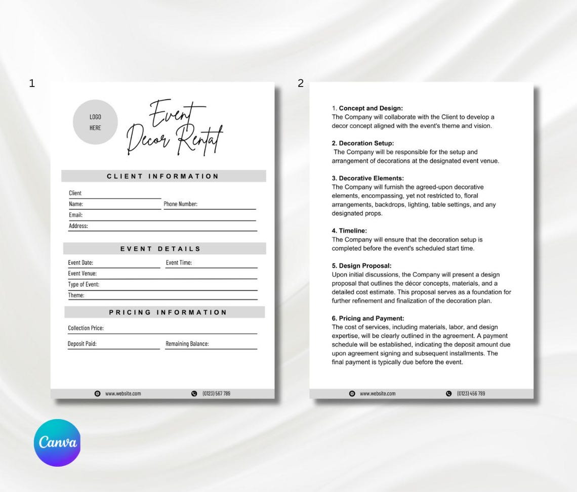 Event Decor Rental Agreement Template, Event Decor Contract, Party ...