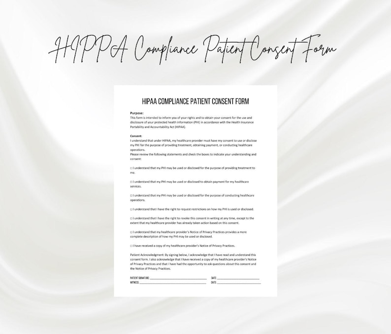Editable HIPAA Consent Form Template, Medical Consent New Patient Form ...