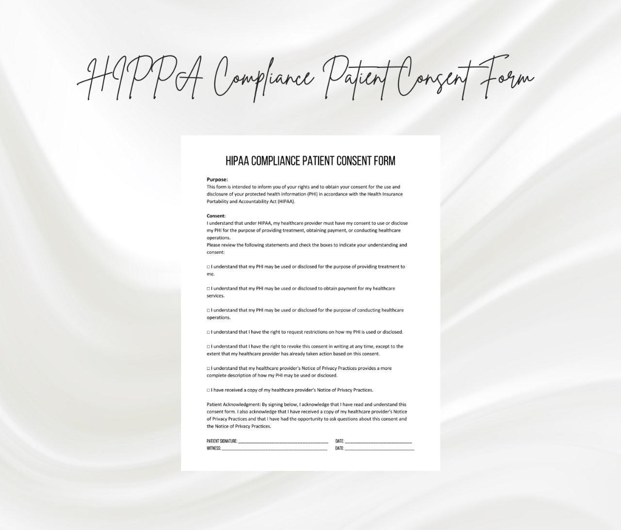 Editable HIPAA Consent Form Template, Medical Consent New Patient Form ...