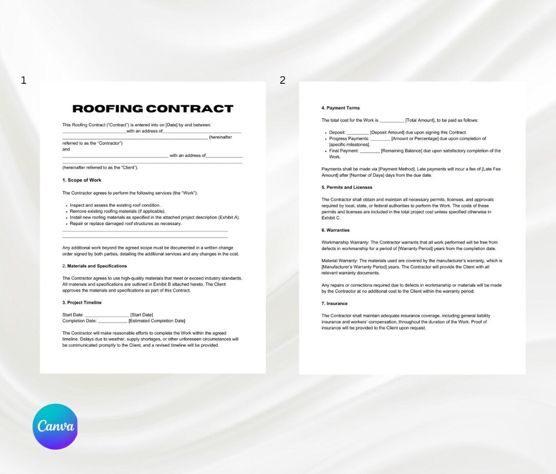 Roofing Service Contract Template, Roofing Agreement Contract ...