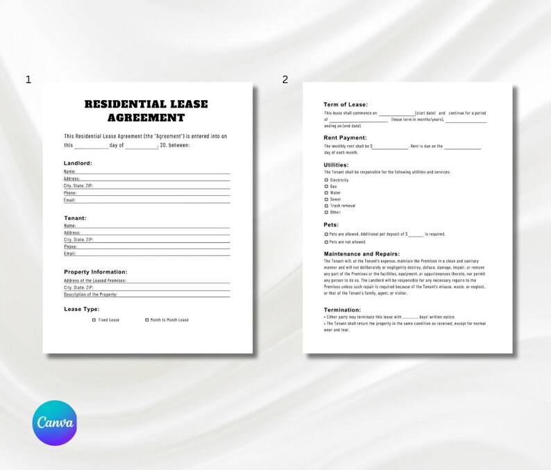 Residential Lease Agreement, Lease Agreement Contract, Residential ...
