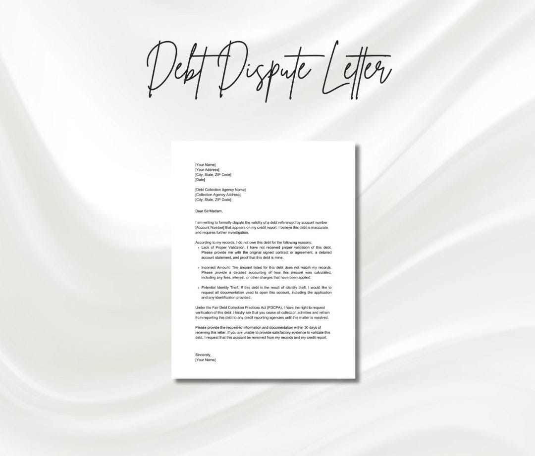 Debt Collection Dispute Letter, Debt Dispute Letter, Debt Validation ...