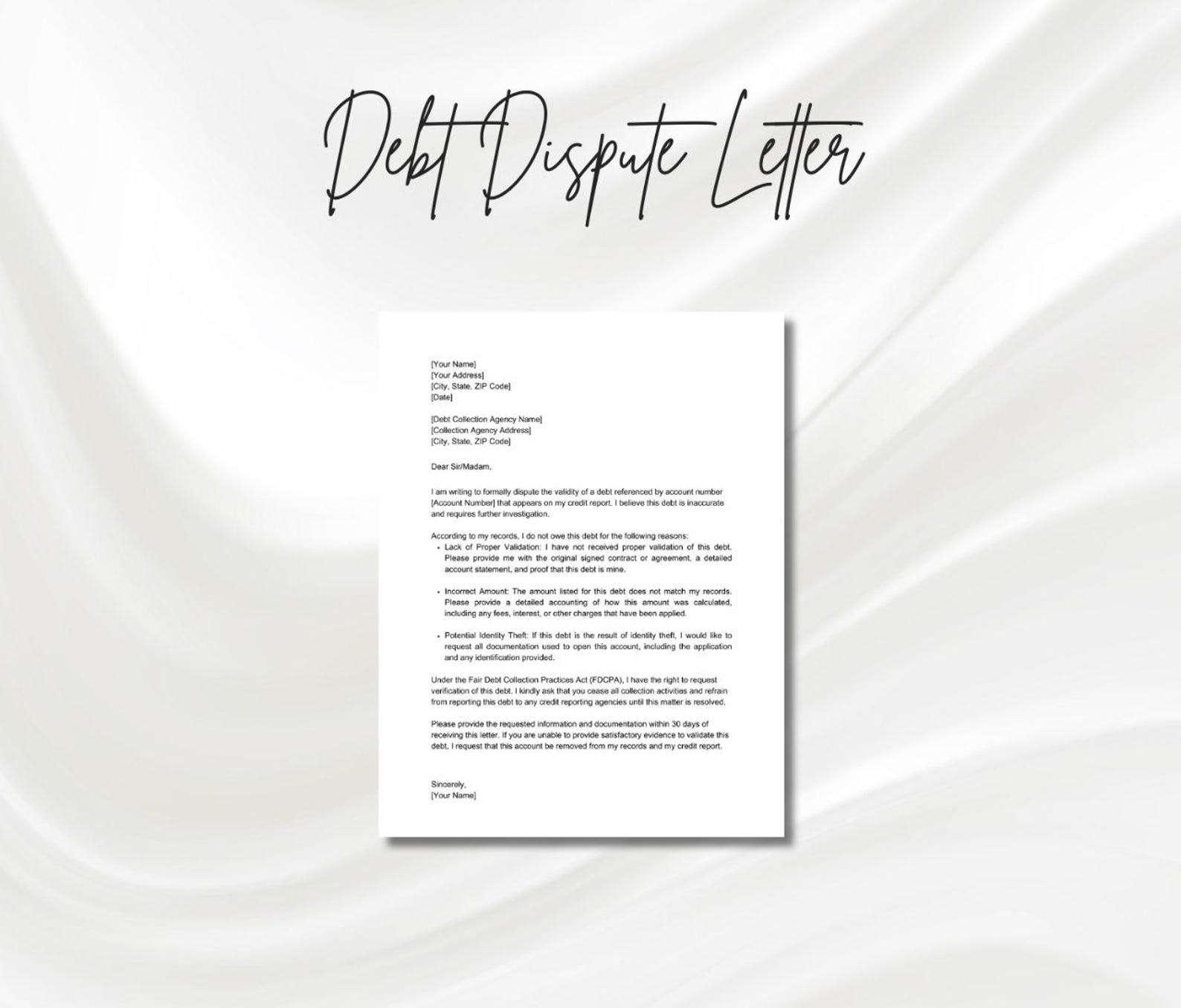 Debt Collection Dispute Letter, Debt Dispute Letter, Debt Validation ...