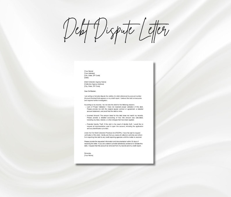 Debt Collection Dispute Letter, Debt Dispute Letter, Debt Validation ...