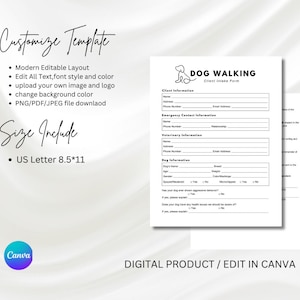 Editable Dog Walking Contract, Dog Walker Business, Dog Walker ...