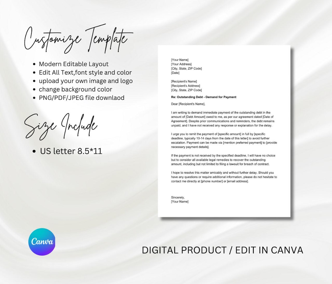 Demand Letter Template, Legal Notice, Debt Recovery Template, Debt ...