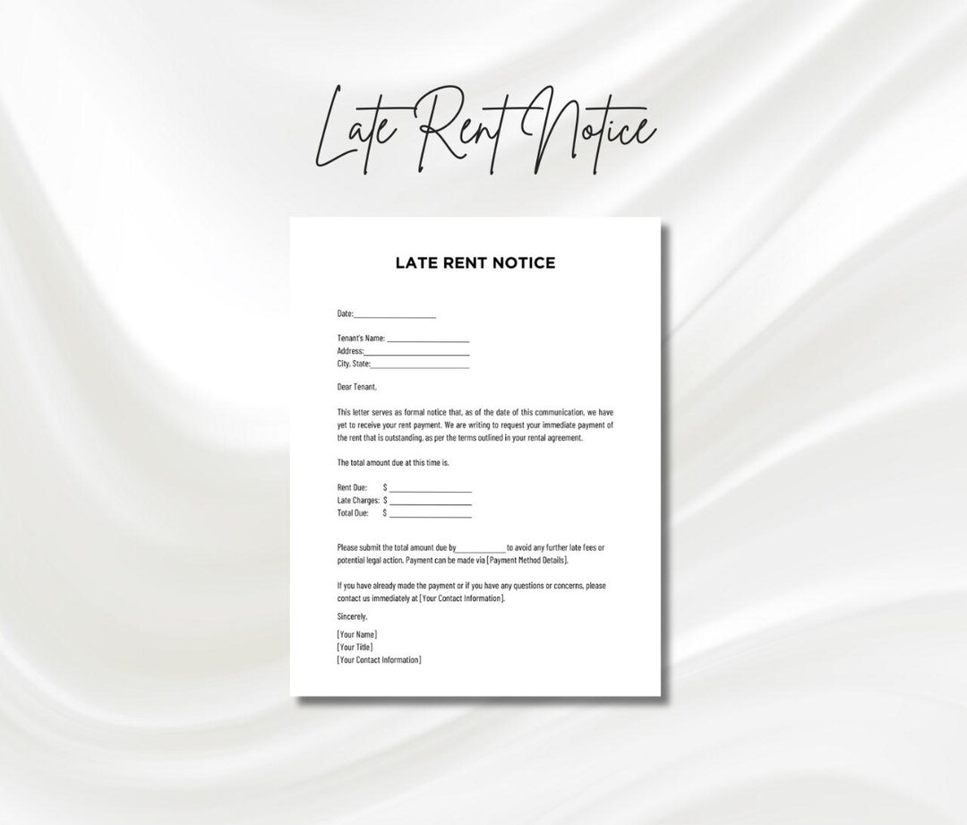 Late Rent Notice, Late Rent Payment, Notice to Pay or Quit, Pay Rent ...