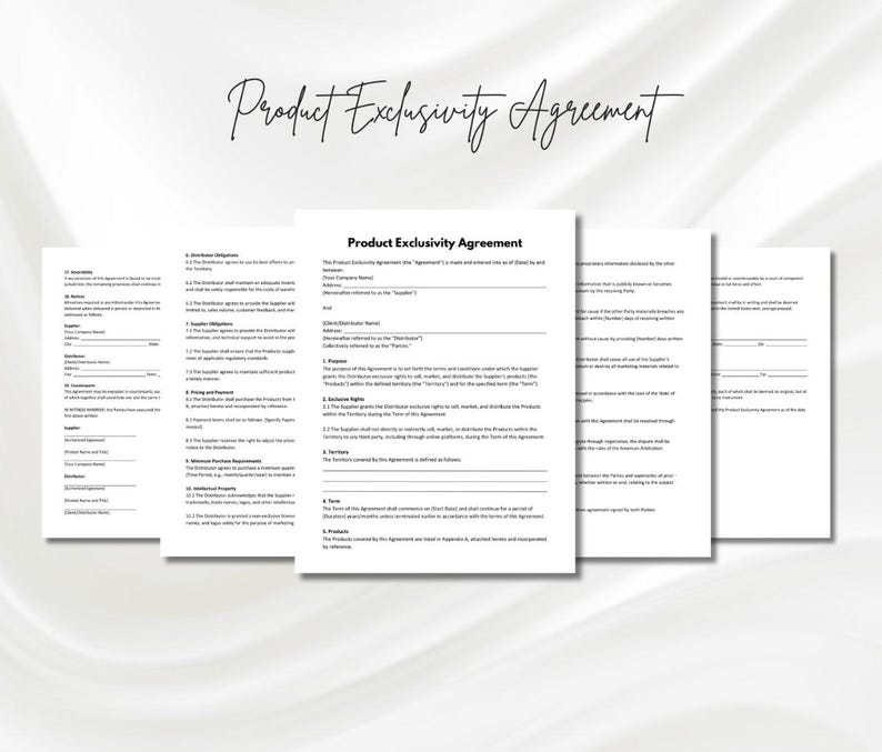 Exclusivity Contract Template, Product Wholesale Contract Template PDF ...