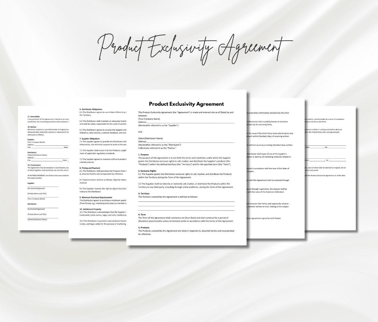 Exclusivity Contract Template, Product Wholesale Contract Template PDF ...