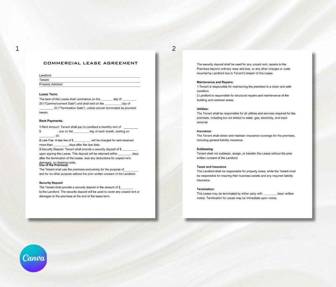 Commercial Lease Agreement, Commercial Property Lease Agreement, Simple Lease Template ...