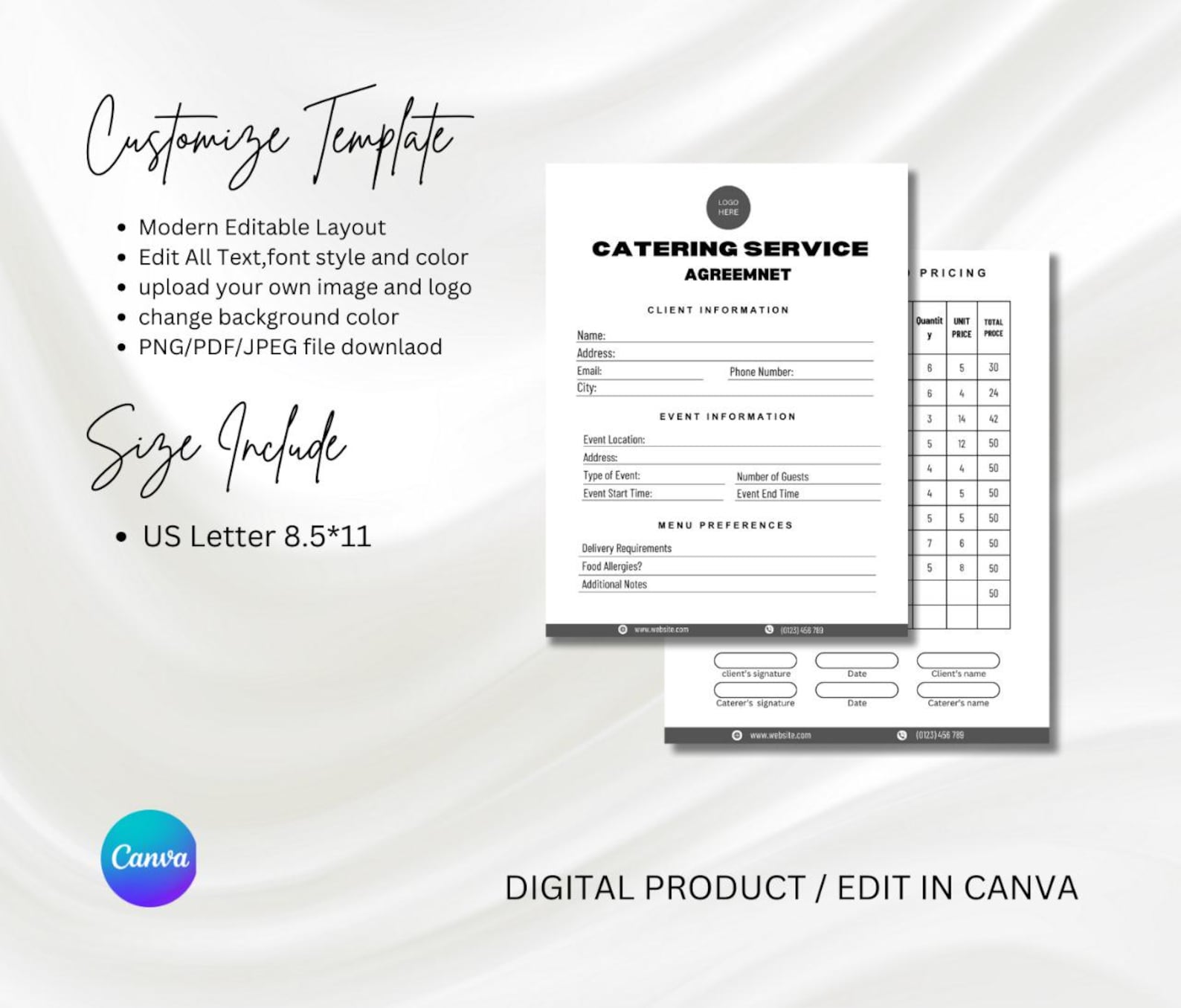 Catering Service Contract, Catering Contract Template, Catering Service ...