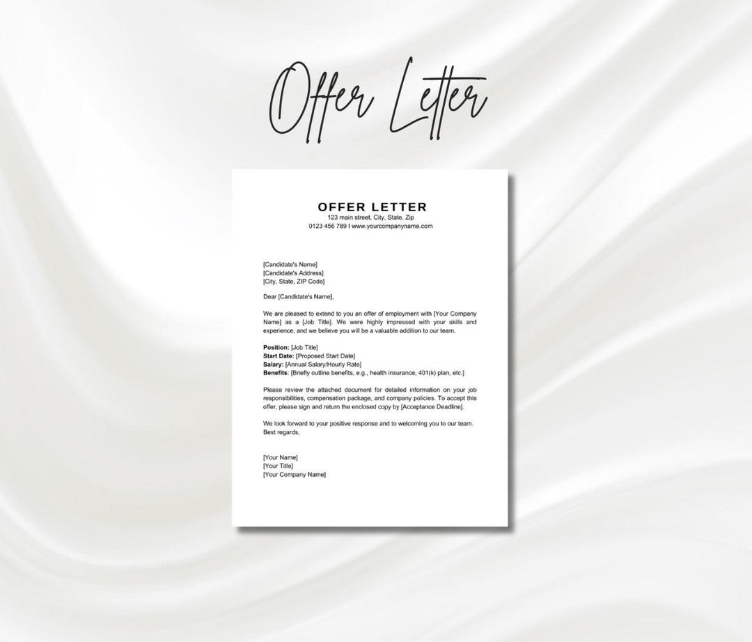 Offer Letter Template, Employment Offer Letter Form, Job Offer, New ...