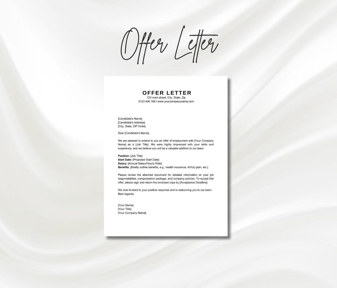Offer Letter Template, Employment Offer Letter Form, Job Offer, New ...