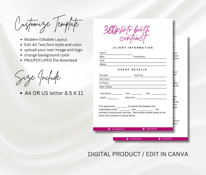 Photobooth Contract Template, Editable Phot Booth Rental Agreement ...